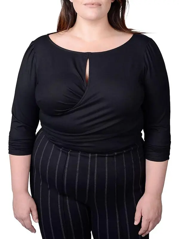 MAYES NYC Tamara Keyhole Wrap Top - Black