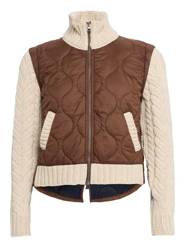Veronica Beard Patra Mixed-media Jacket - Mocha Heat