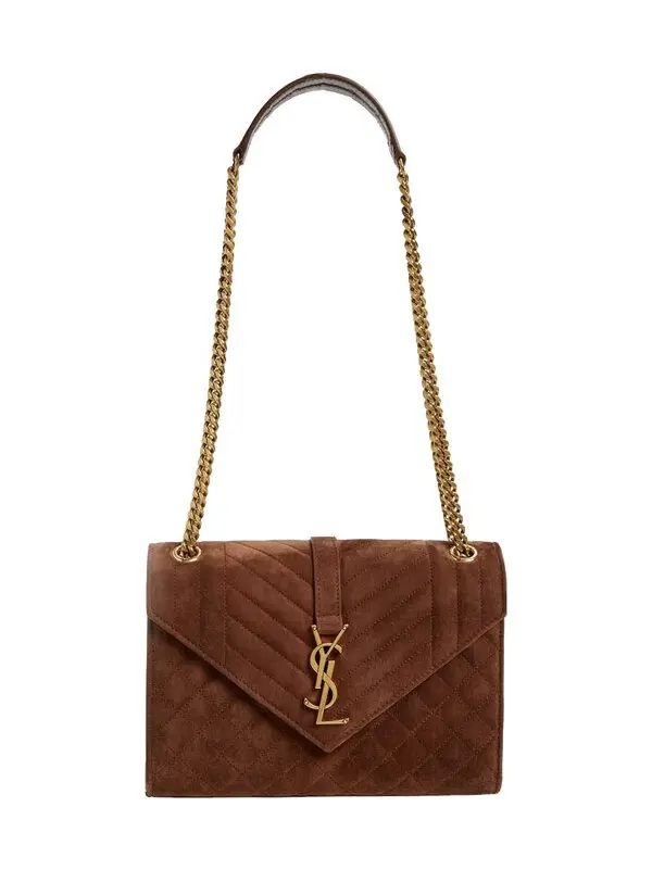 Saint Laurent Medium Envelope Crossbody Bag - Brown Coffee