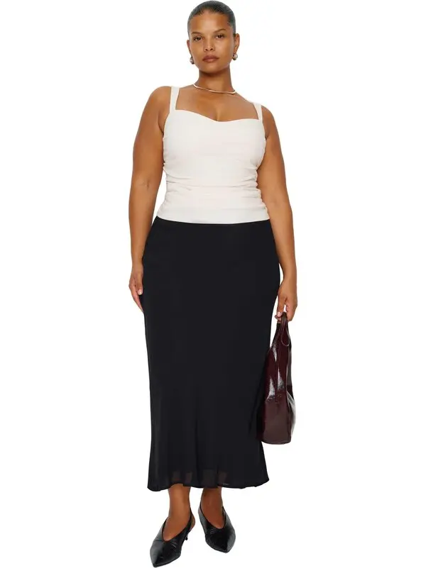 REFORMATION Layla Silk Midi Skirt - Black