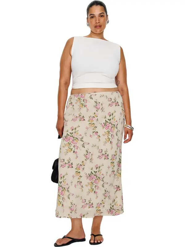 REFORMATION Layla Silk Skirt Es - Ivory