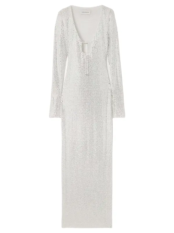 16Arlington Crystal-embellished Mesh Maxi Dress - White