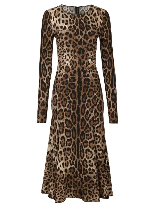 Dolce & Gabbana Leopard-print Midi Dress - Brown