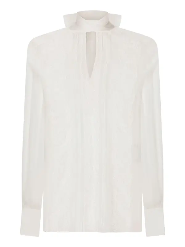 Dolce & Gabbana Chantilly Lace Blouse - White