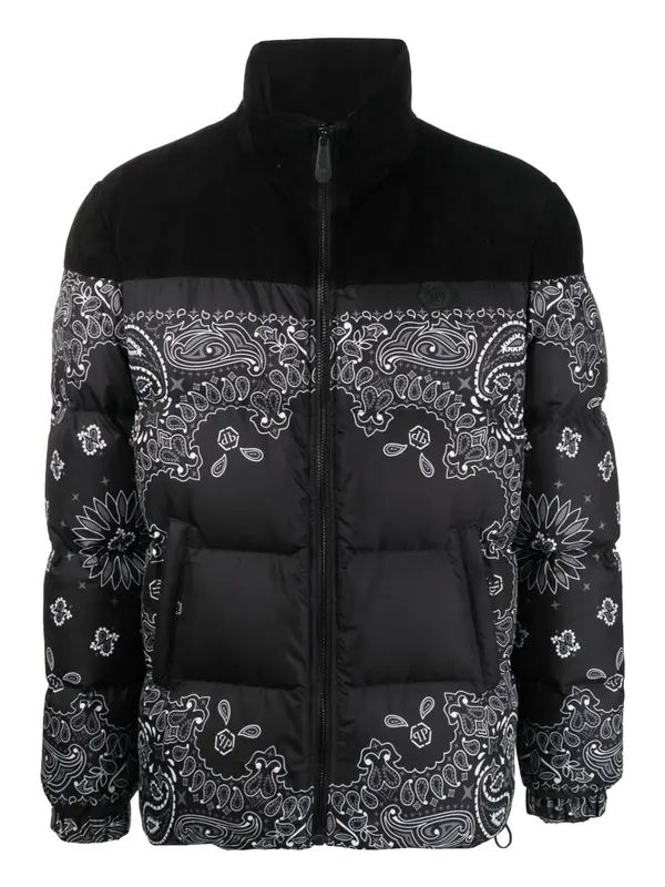 Philipp Plein Bandana-print Padded Jacket - Black