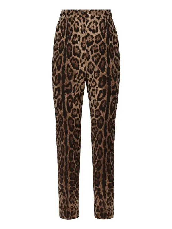 Dolce & Gabbana Leopard-print Trousers - Brown