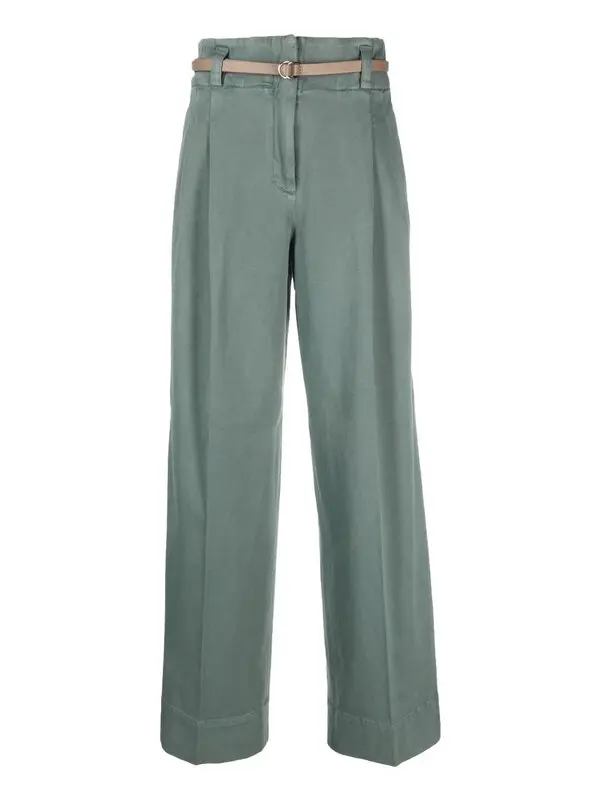 Peserico High-waisted Wide-leg Trousers - Green