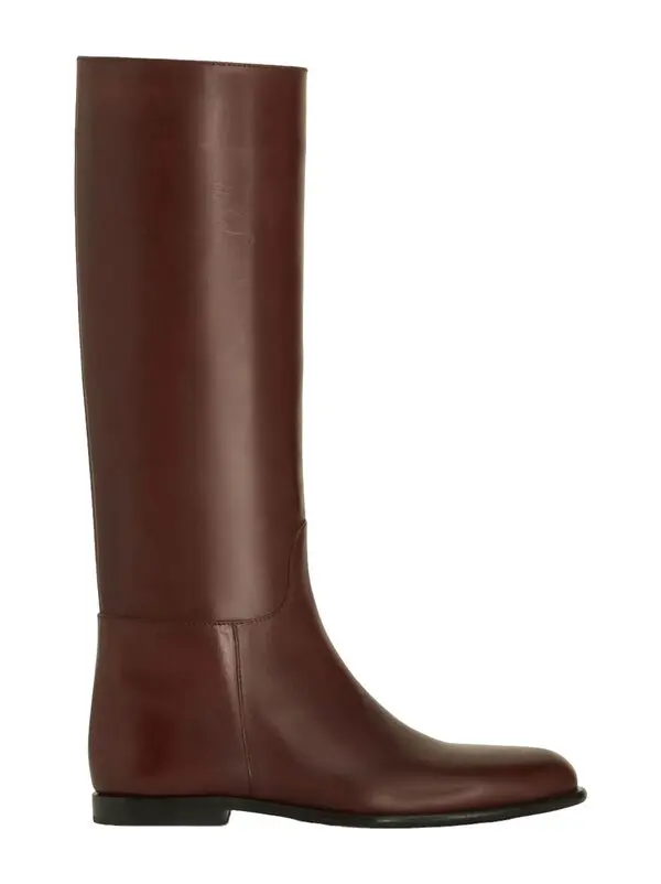 Etro Leather Flat Riding Boots - Brown