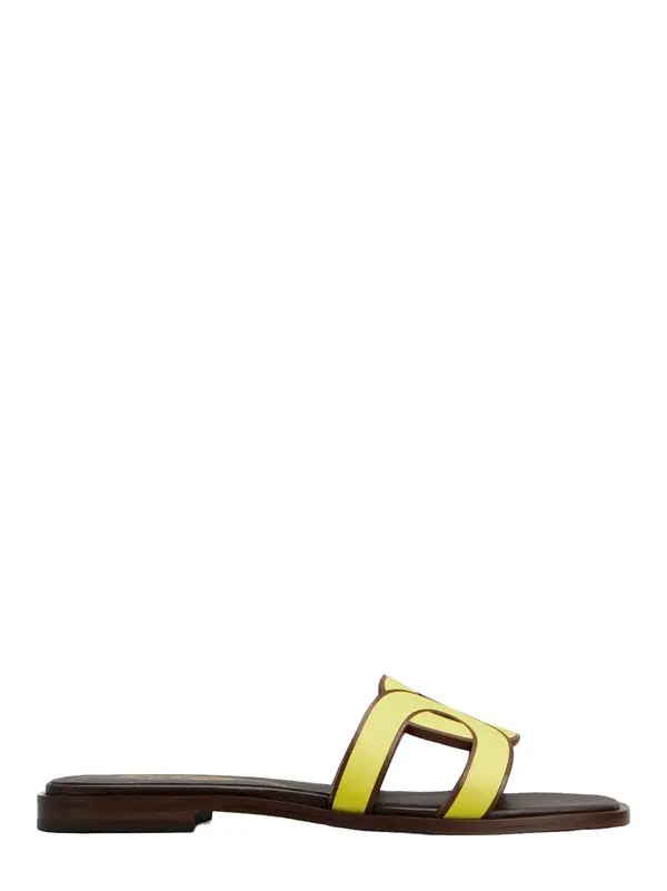 TOD'S Leather Logo Sandals - Yellow