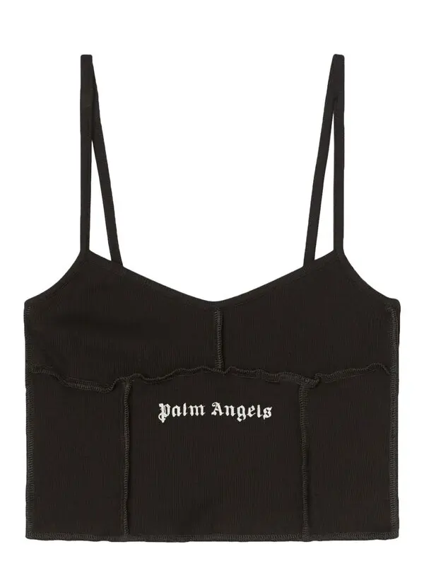 Palm Angels Logo-print Crop Top - Black