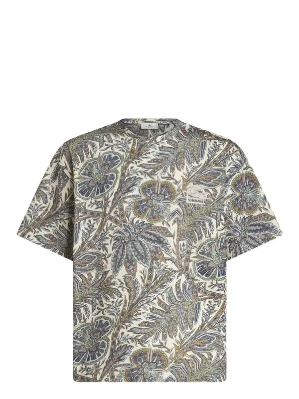 Etro Paisley-print Cotton T-shirt - Blue