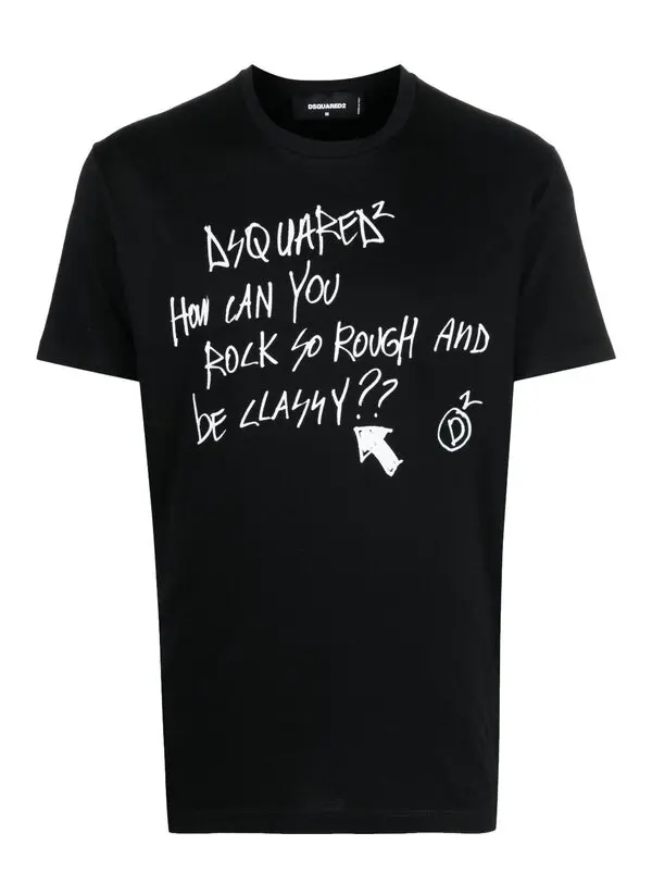 Dsquared2 Slogan-print Cotton T-shirt - Black