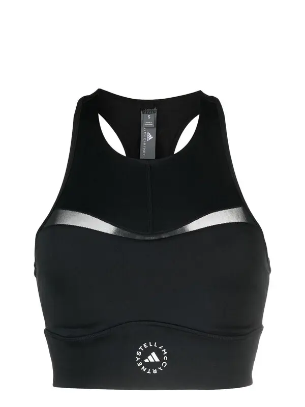 Adidas By Stella McCartney Training Logo-print Cropped Top - Black