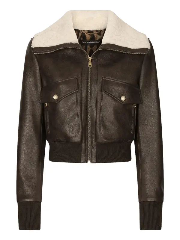 Dolce & Gabbana Shearling-collar Bomber Jacket - Brown