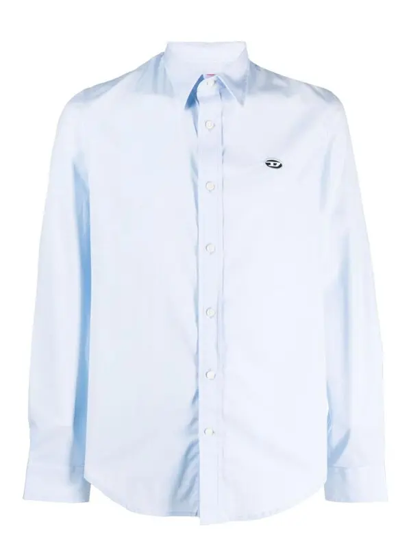 DIESEL® Logo-patch Long-sleeve Shirt - Blue