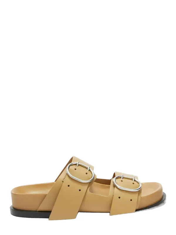 JIL SANDER Buckle Leather Flat Sandals - Brown