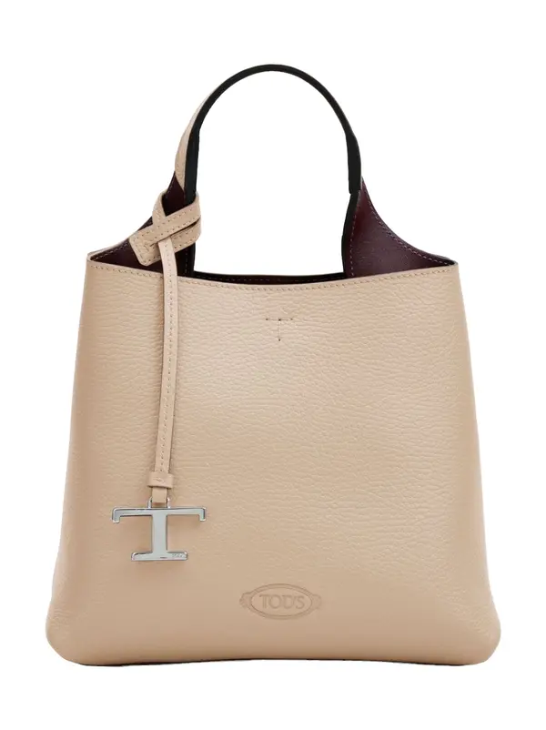 TOD'S Logo-pendant Leather Tote - Neutrals