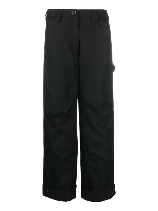 Simone Rocha Virgin Wool-blend Wide-leg Trousers - Black
