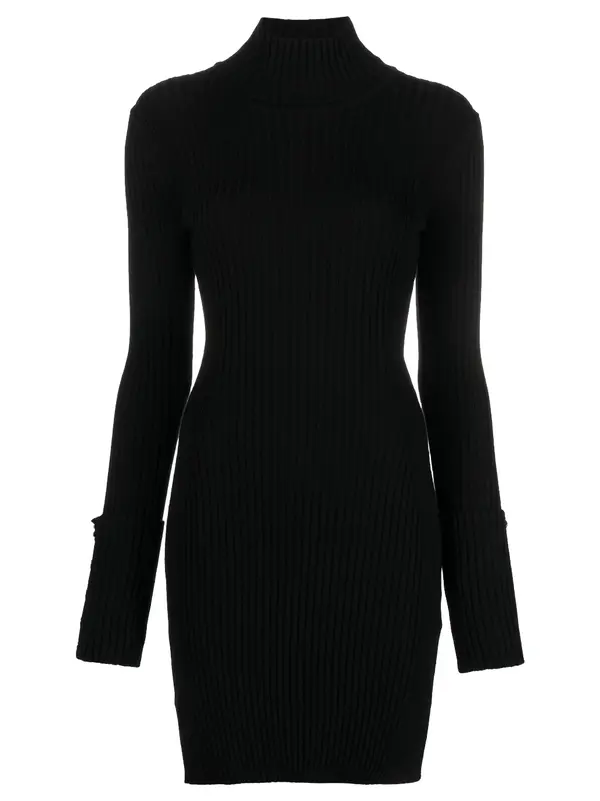 Rabanne High-neck Ribbed-knit Minidress - Black