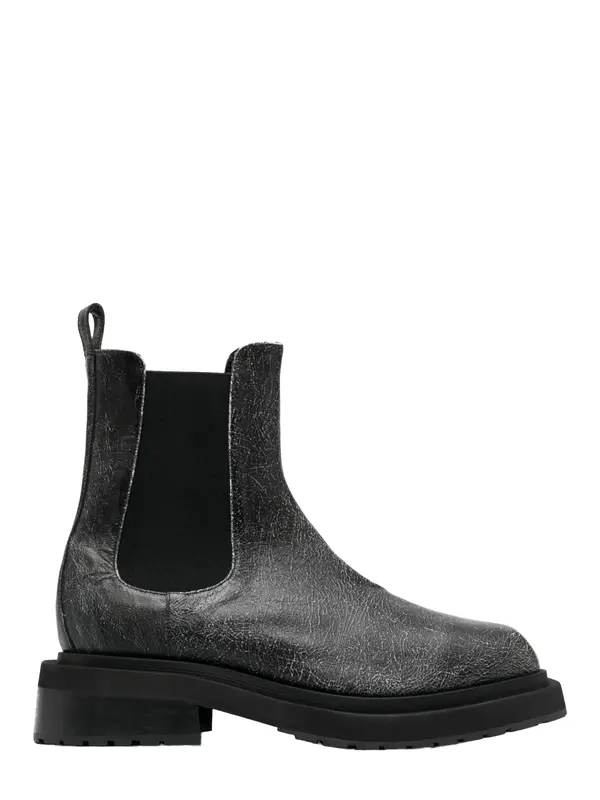 Eckhaus Latta Cracked-effect Leather Chelsea Boots - Black