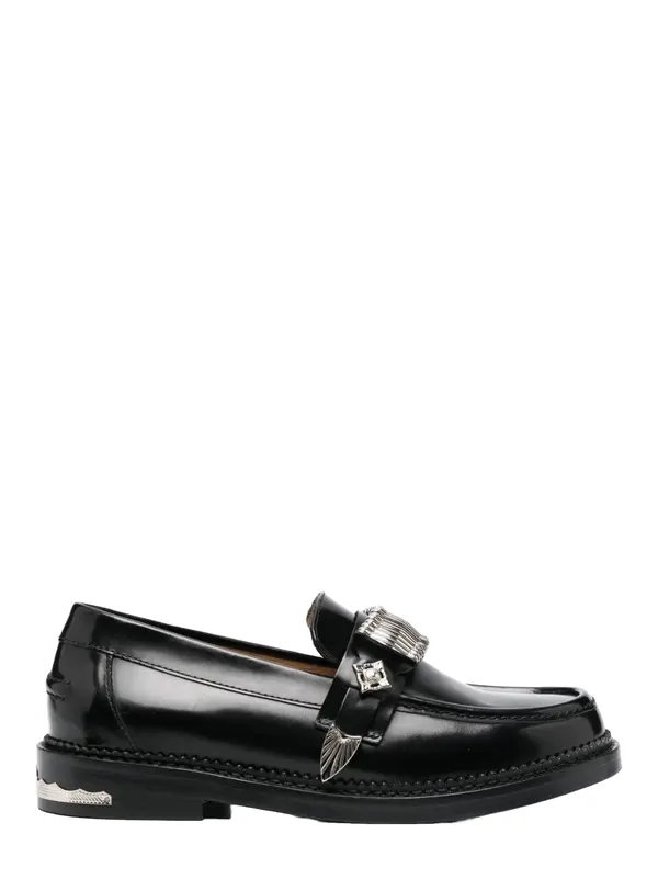 Toga Buckle-detail Leather Loafers - Black