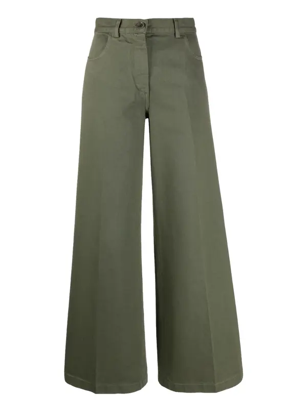Aspesi Wide-leg High-waisted Trousers - Green