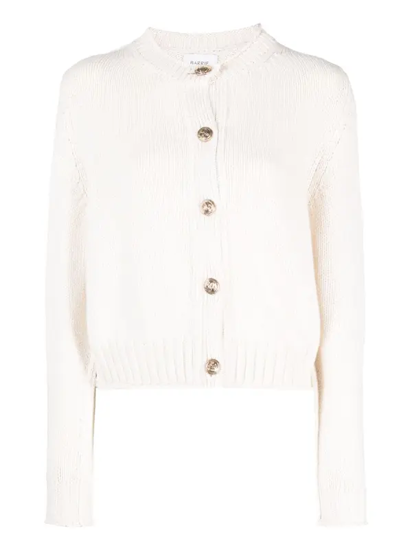 BARRIE Button-up Cashmere Cardigan - Neutrals