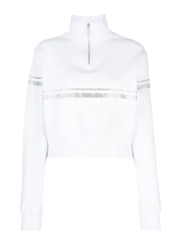 Gcds Logo-print Crystal-embellished Sweatshirt - White