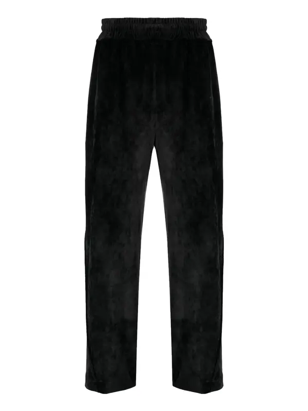 Gcds Logo-embroidered Velvet Trousers - Black