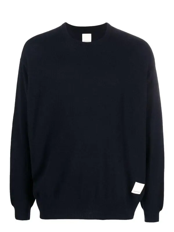 Emporio Armani Logo-patch Fine-knit Jumper - Blue