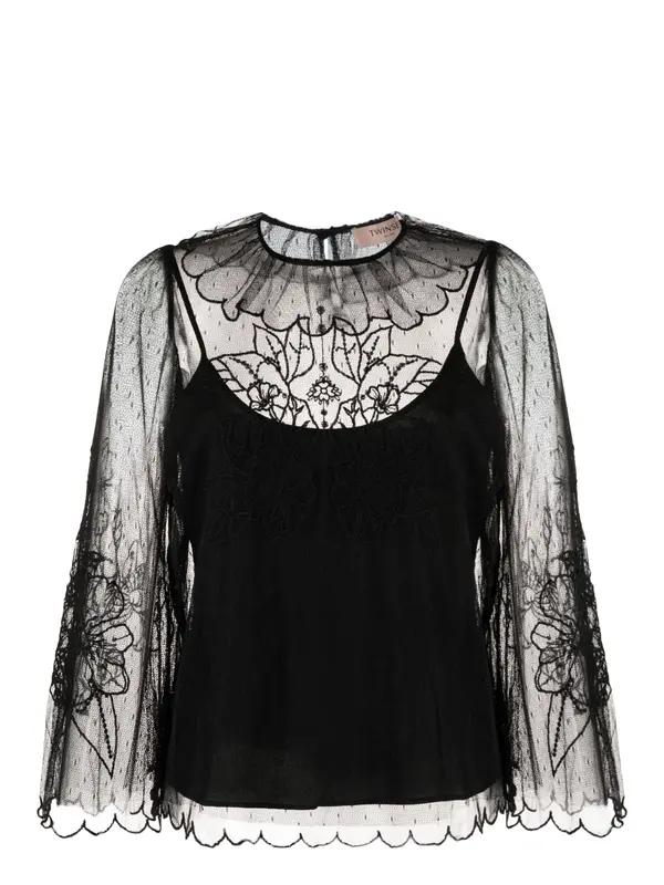 TWINSET Layered Lace Blouse - Black