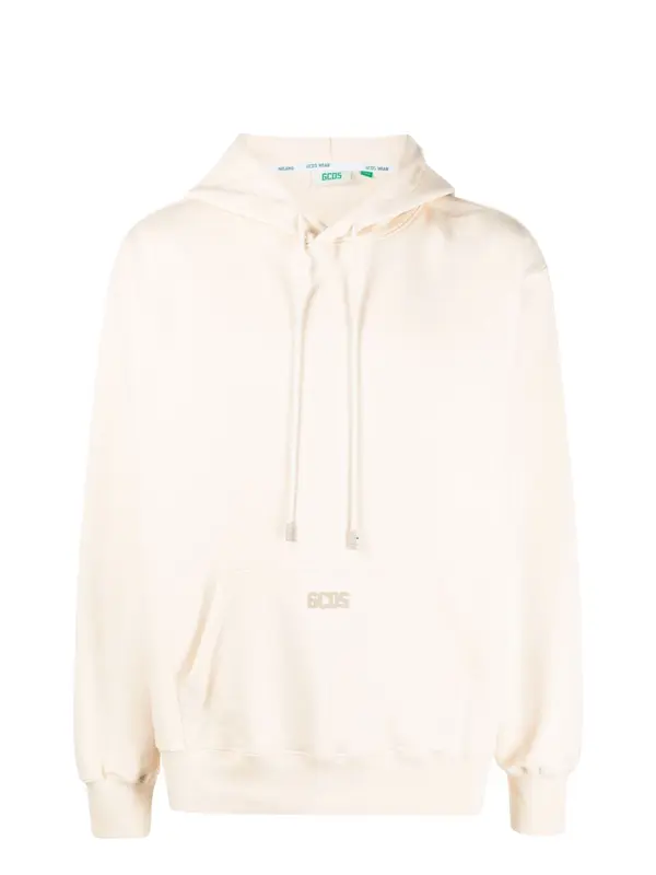 Gcds Logo-detail Drawstring Hoodie - Neutrals
