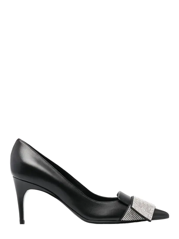 SERGIO ROSSI 80mm Crystal-embellished Leather Pumps - Black