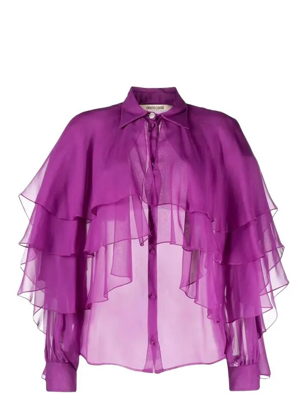 Roberto Cavalli Layered Draped Shirt - Purple