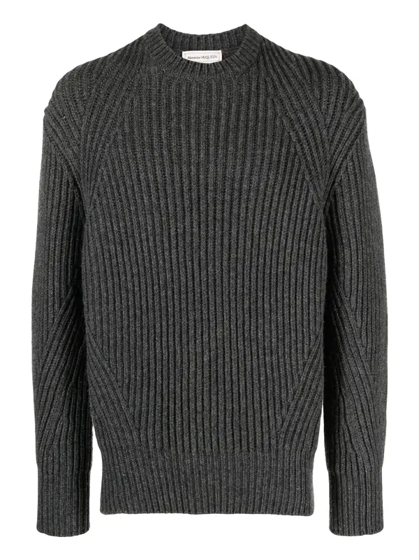 Alexander McQueen Ribbed-knit Wool Jumper - Grey