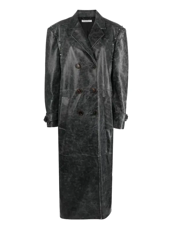 Alessandra Rich Studded Leather Coat - Grey
