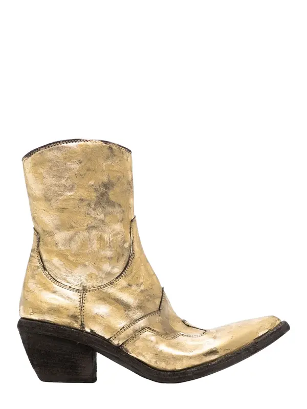 MADISON.MAISON Laminated Leather Ankle Boots - Gold
