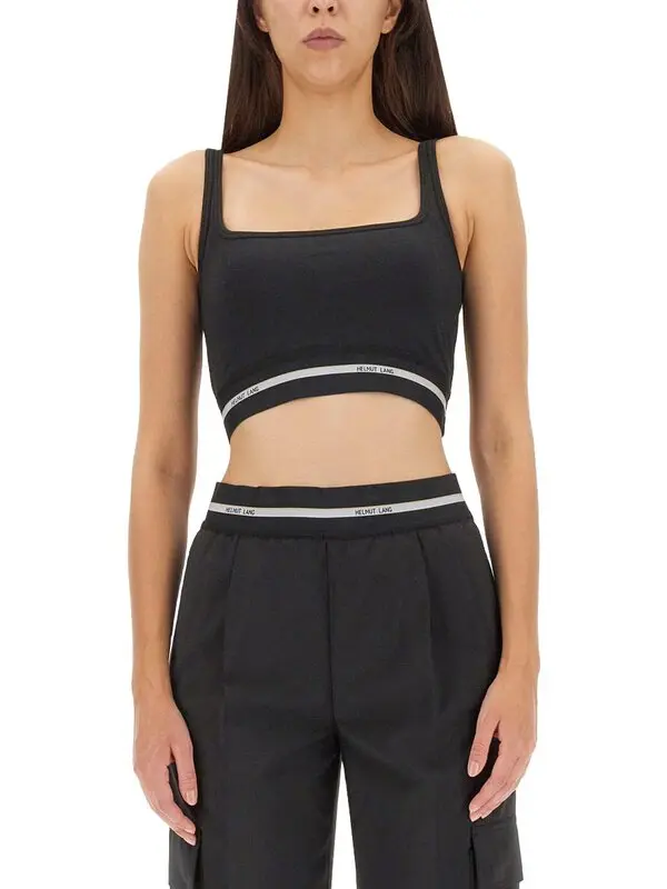 Helmut Lang Cropped Top With Logo - Black