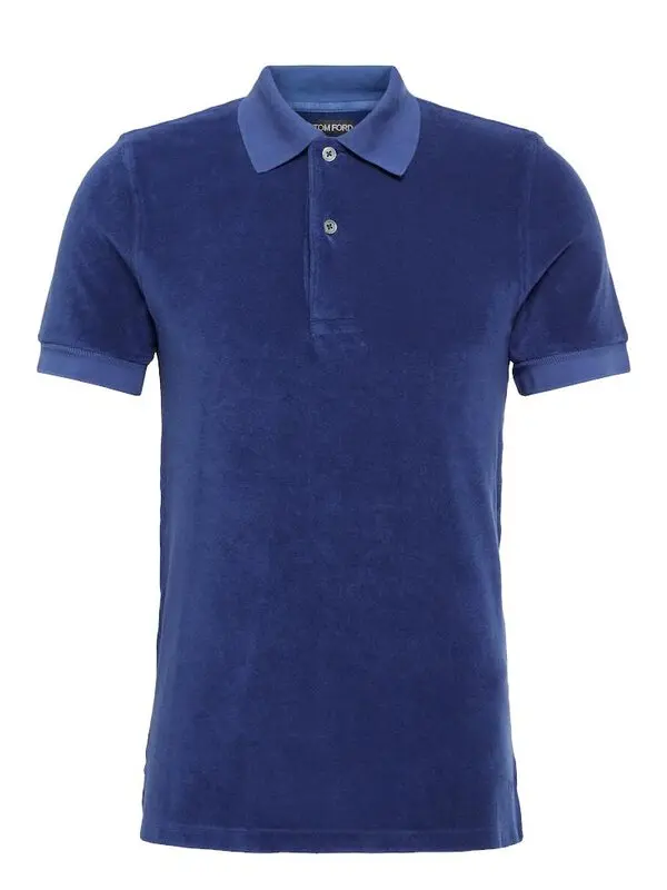 TOM FORD Cotton-blend Terry Polo Shirt - Blue