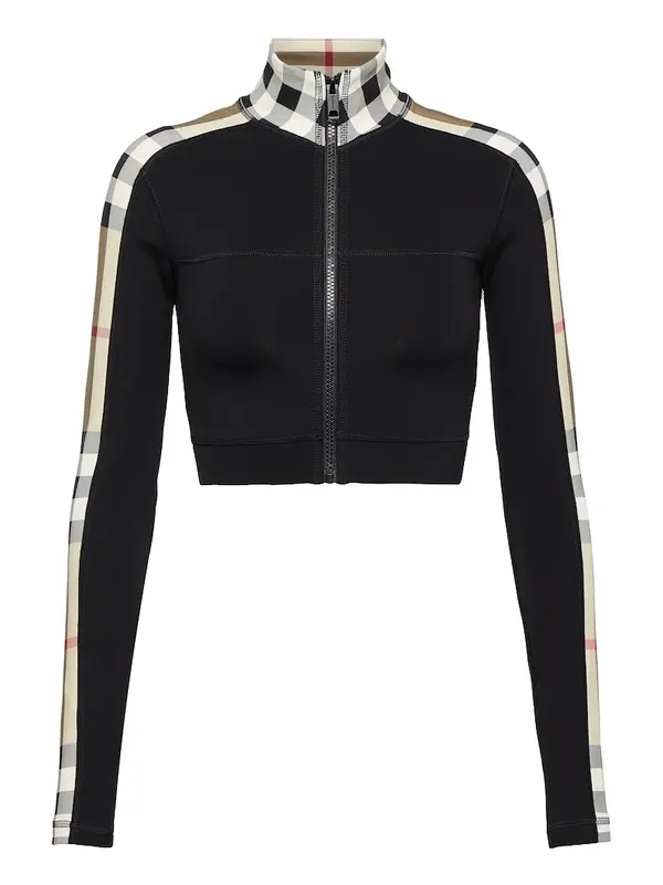 Burberry Check Technical Jersey Track Jacket - Black