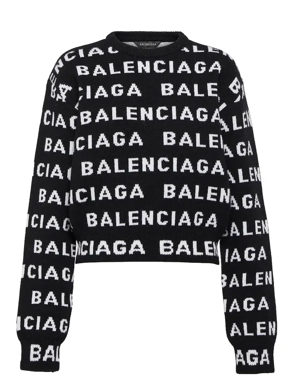 Balenciaga Logo Wool Sweater - Black