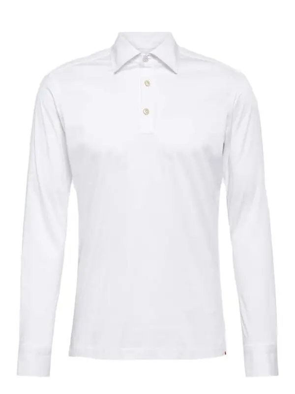 Kiton Cotton Poplin Polo Top - White