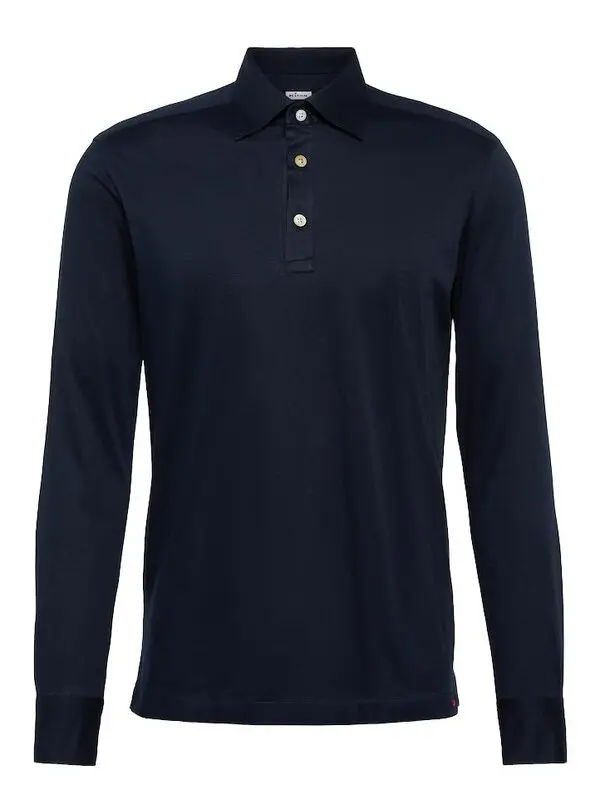 Kiton Cotton Poplin Polo Top - Blue