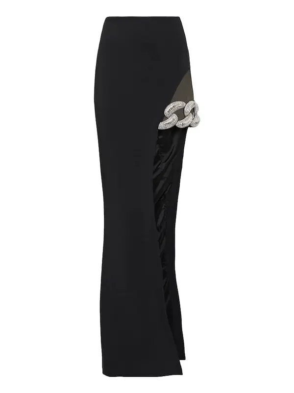 David Koma Asymmetric Embellished Maxi Skirt - Black