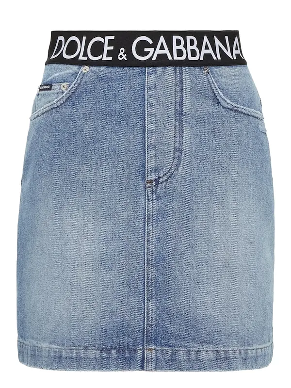 Dolce & Gabbana Logo Denim Miniskirt - Blue