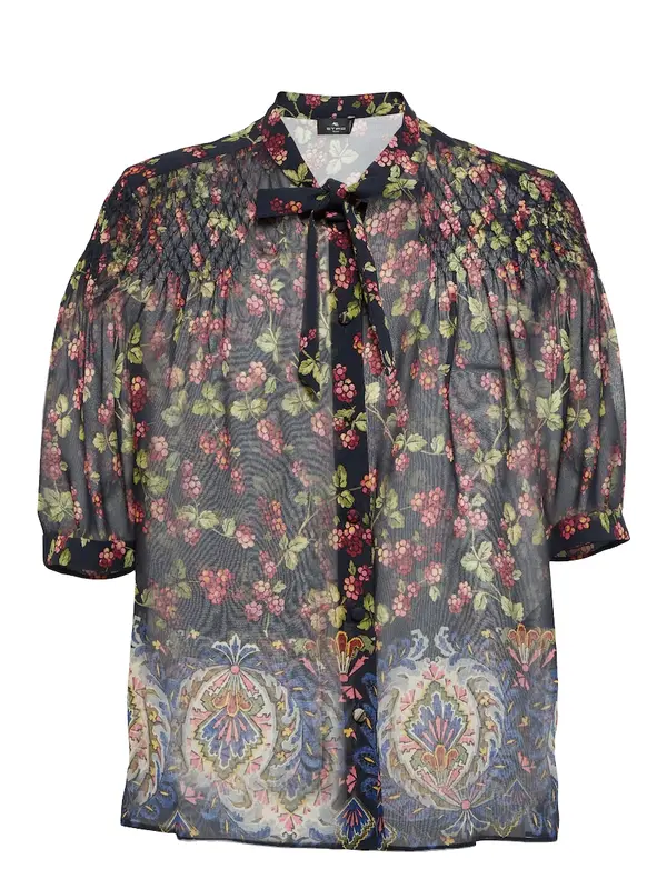 Etro Tie-neck Silk Top - Multicoloured