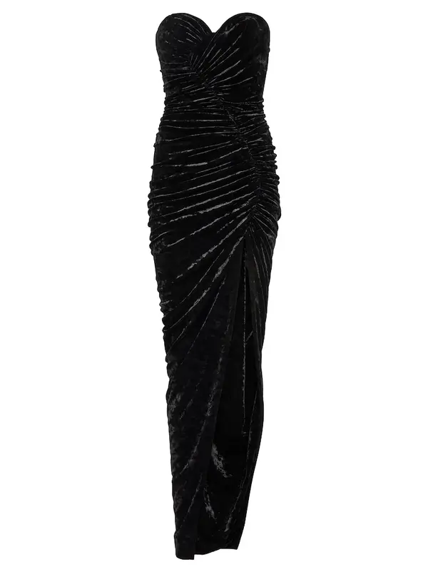 Alexandre Vauthier Ruched Velvet Gown - Black