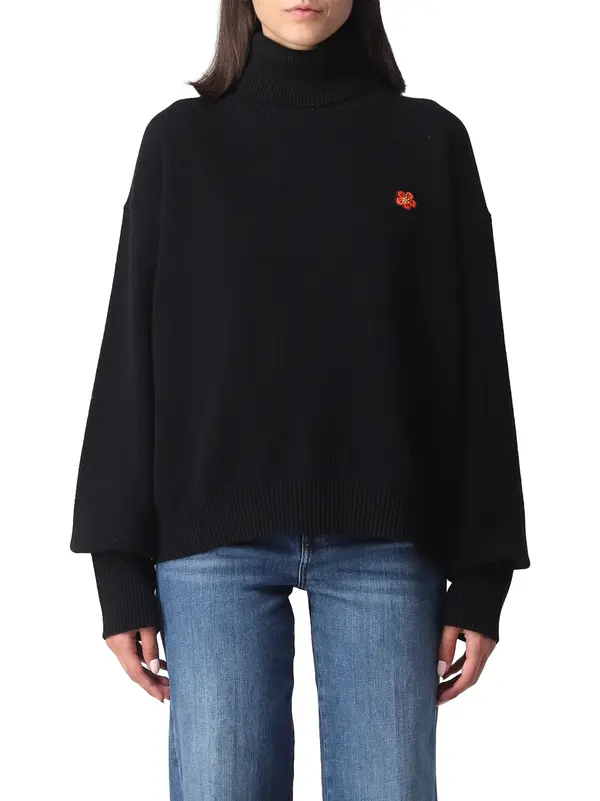 Kenzo Boke Flower Crest Wool Sweater - Black