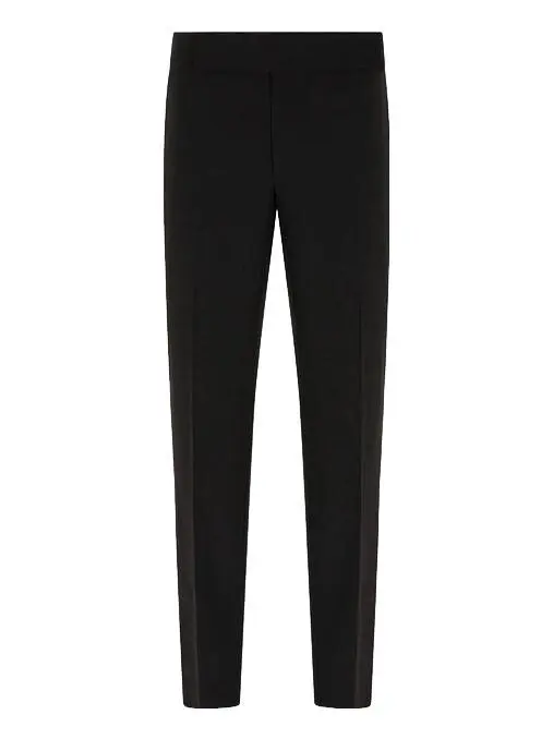 Giorgio Armani Flat-front Wool Crêpe Trousers - Black