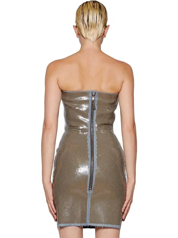 Rick Owens Embroidered Bustier Mini Dress - Blue And Dust